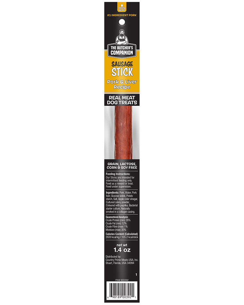 Butcher's Companion Dog Sausage Pork & Liver stick single